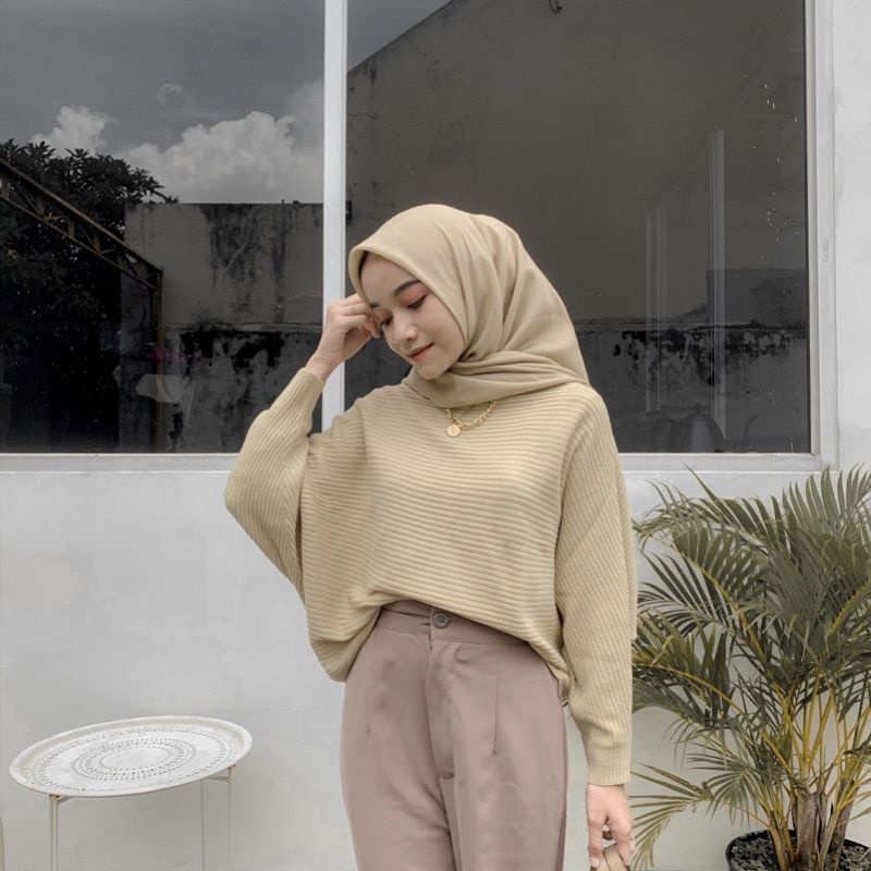 BLOUSE BAJU RAJUT BATWING | ATASAN WANITA MODEL KELELAWAR | OUTER RAJUT ...