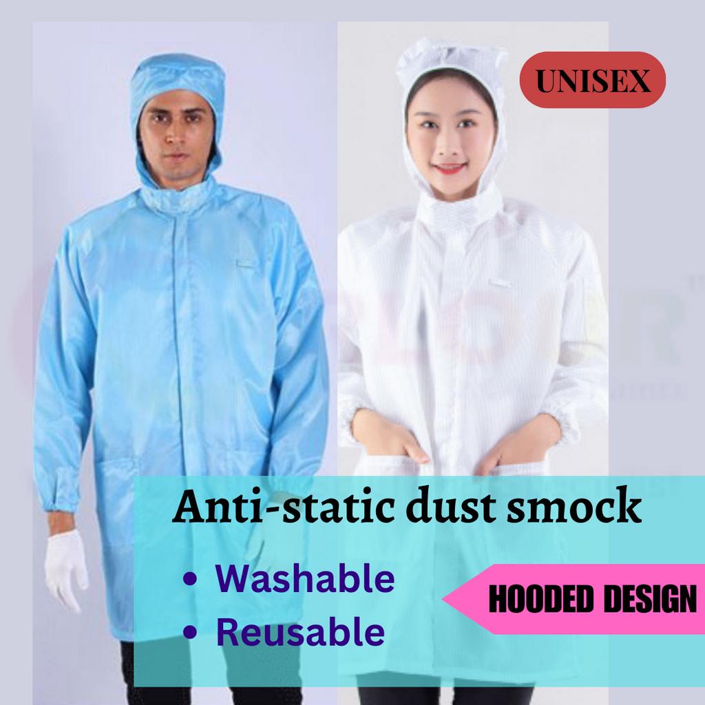 ESD Smock Cleanroom antistatic Smock/lab coat zip-type anti-dust Factory Cloth with hood ...