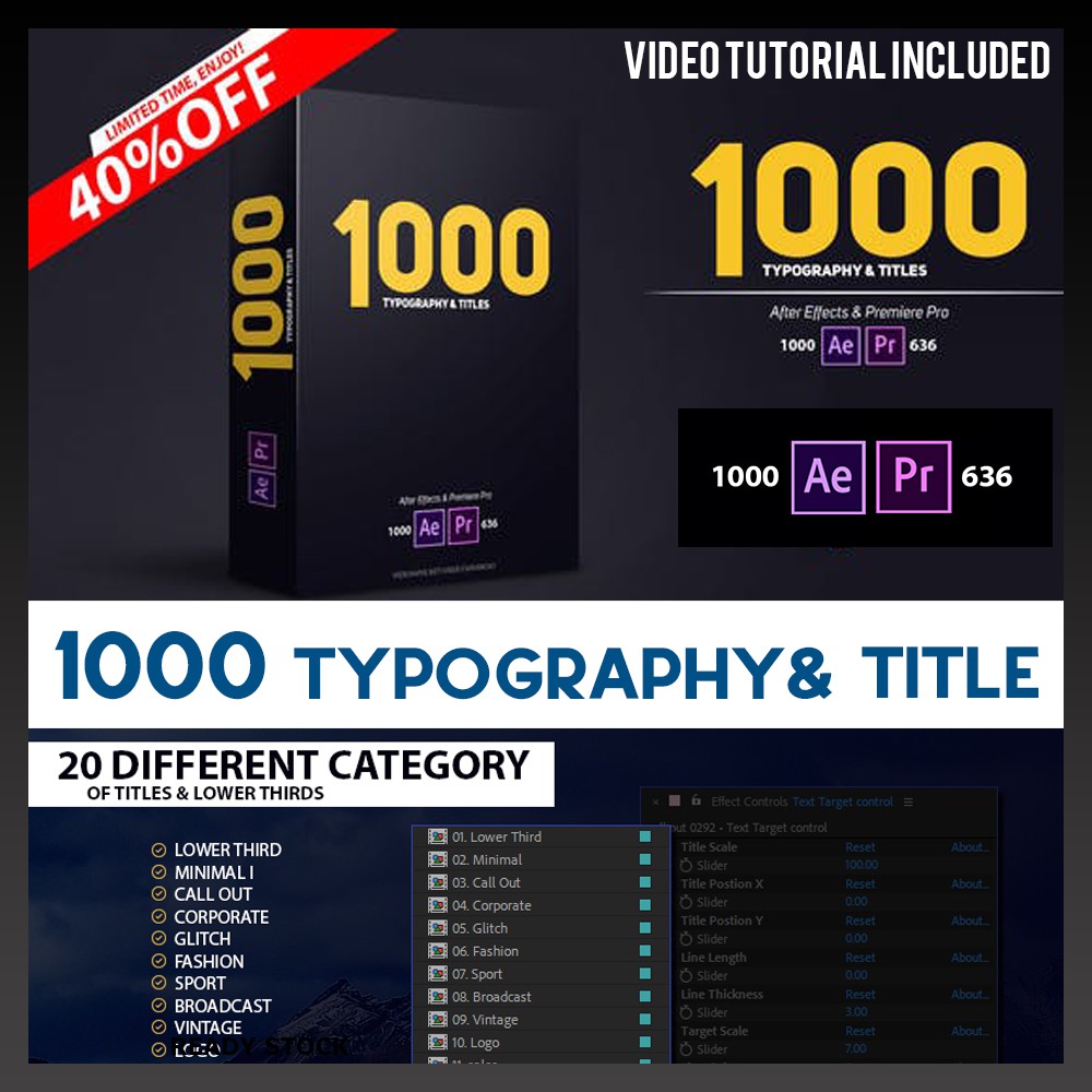 1000 Typography & Titles For After Effects and Premiere Pro | Shopee ...