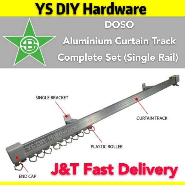 [Feet] [Single Rail] Doso Aluminium Curtain Track Complete Set / Track ...