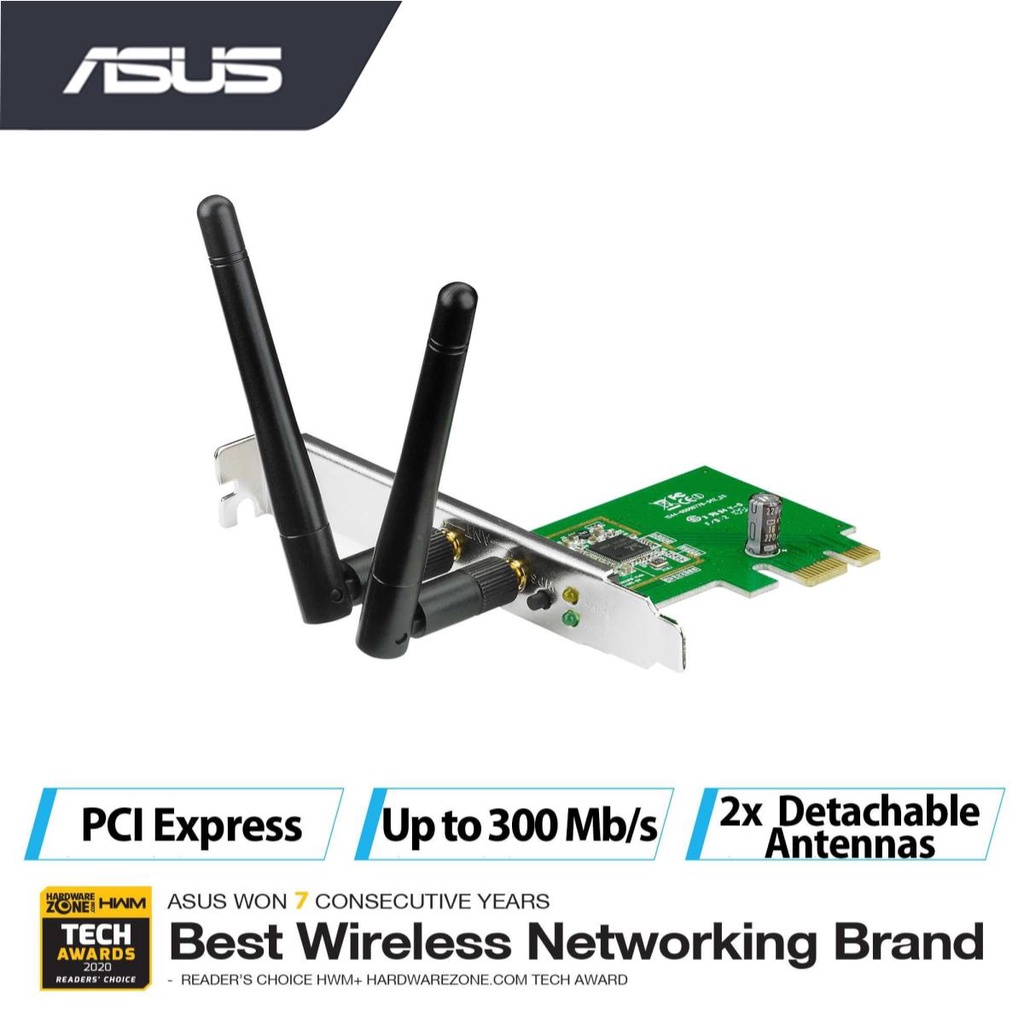 ASUS PCE-N15 Wireless WiFi N300 PCI Express Adapter Card for Desktop ...