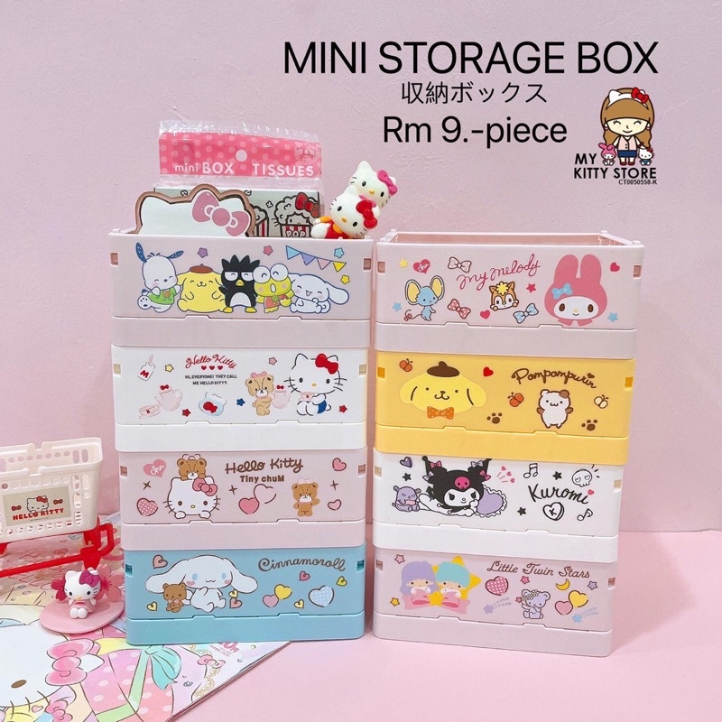 Hello Kitty My Melody Mini Storage Box Kuromi Pompompurin Cinnamoroll ...