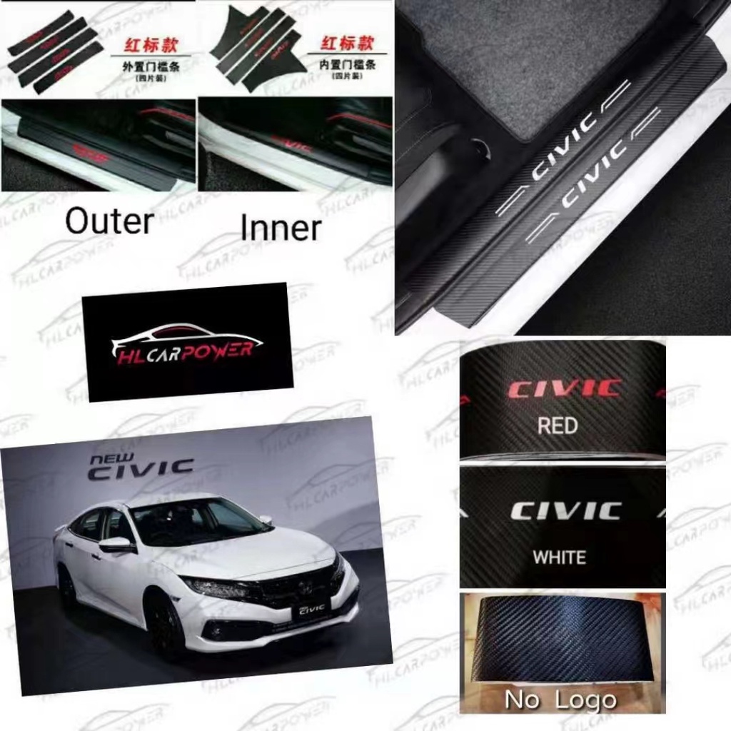 Honda Civic Fc 2016-2021 Door Step Carbon Leather | Shopee Malaysia