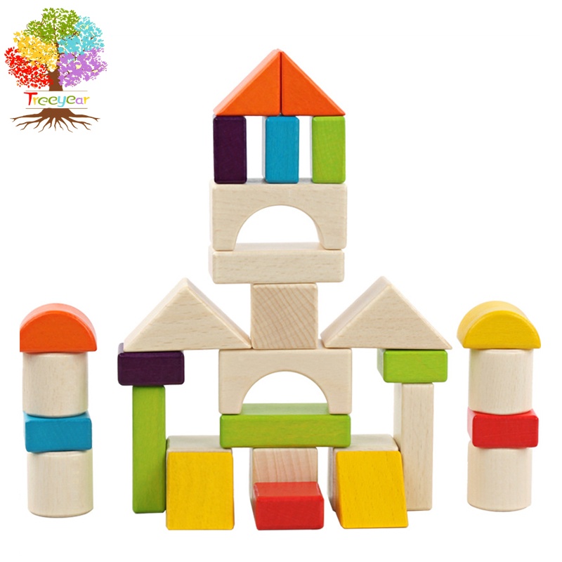 Treeyear Large Wooden Building Blocks Set - Educational Preschool ...
