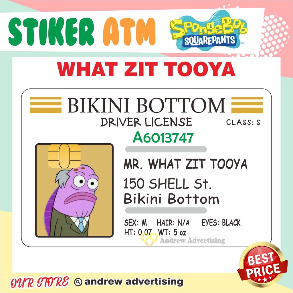 Spongebob ATM Sticker | Garskin/atm Card Sticker/ATM Card SKIN/DEBIT ...