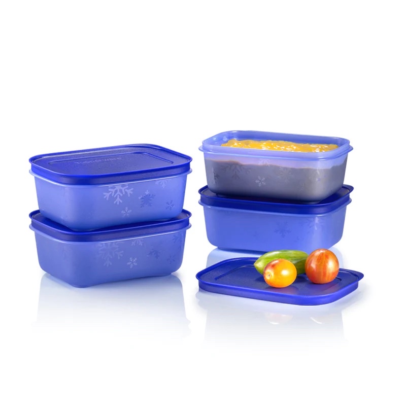 Tupperware Green & Blue Chill Freeze Small Low 450ml / 170ml Set 4 ...