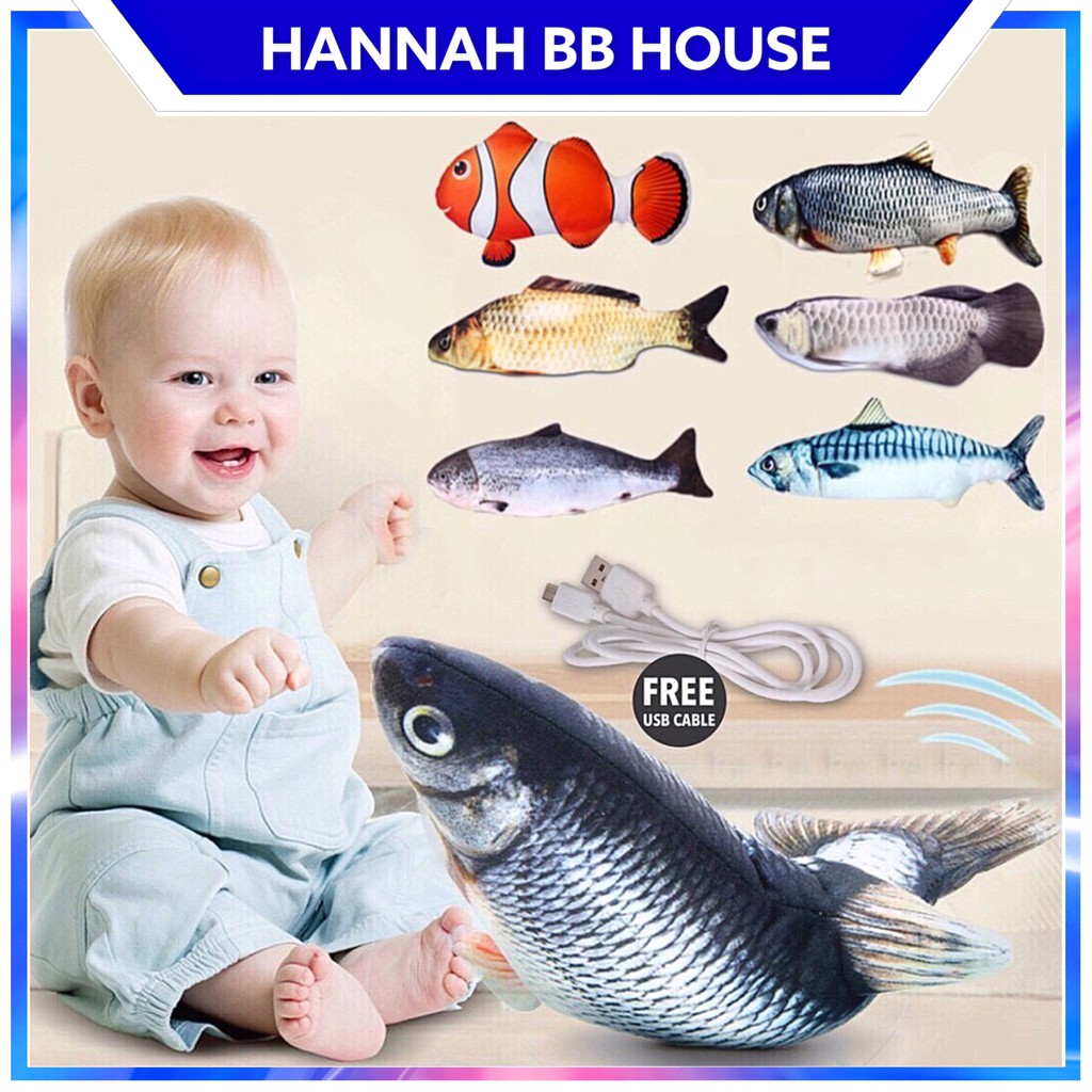 SS Electric Simulation Fish Jump Fish Shake Fish USB Rechargeable Pet ...