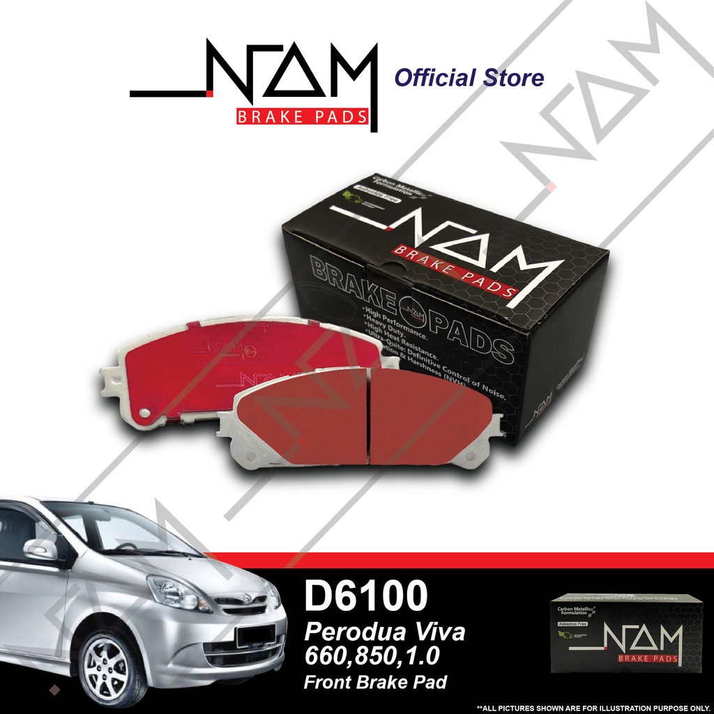 NAM Front Brake Pad - Perodua Viva 660/850 1.0 - D6100 (1set) | Shopee ...