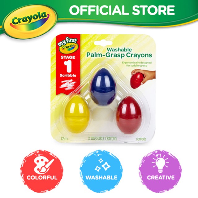 Crayola My First Washable Palm Grasp Crayons For Toddlers 3 Count ...