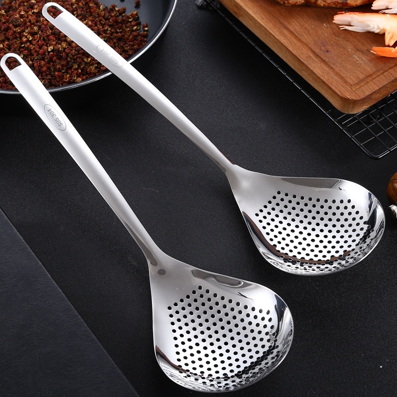 304Stainless Steel Spoon Strainer Kitchen Tools Ladle Draining The Oil ...