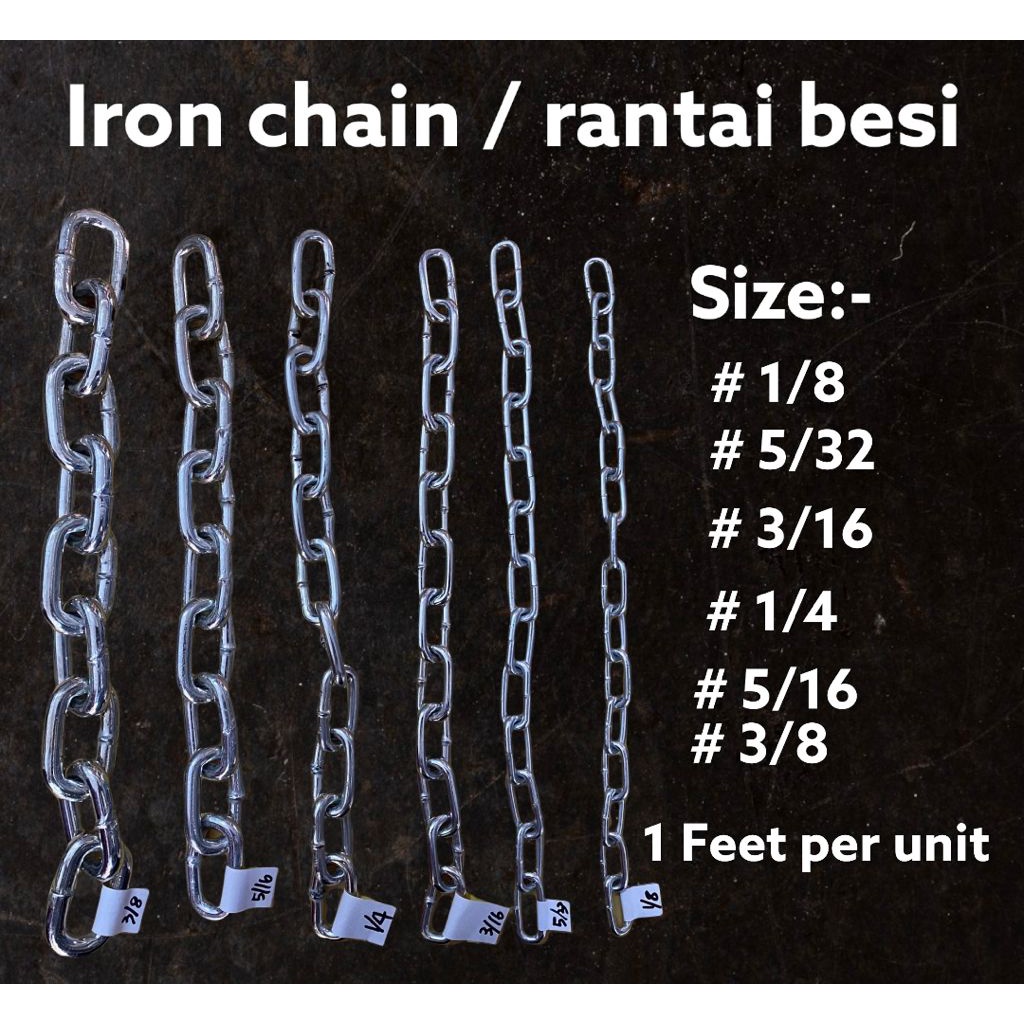 Galvanized Iron Link Chain Rantai Besi 铁链 ⭐Part I ~ 1/8", 5/32" 3/16"⭐ ...