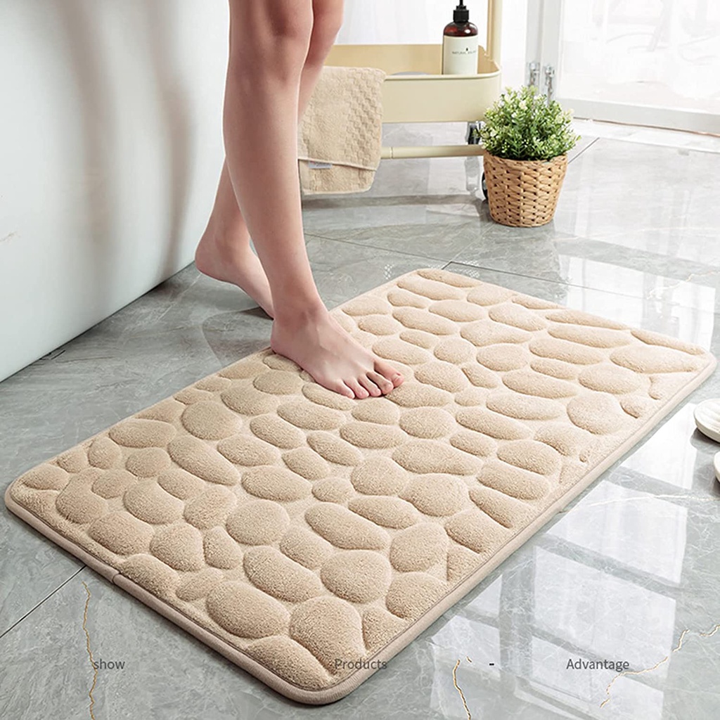 Memory Foam Bath Mat -Cobblestone Bathroom Rugs - Bathroom Floor Mat ...