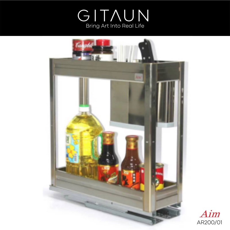 [AIM] Stainless Steel Pull Out Sauce Rack / Pull Out Basket / Kitchen ...