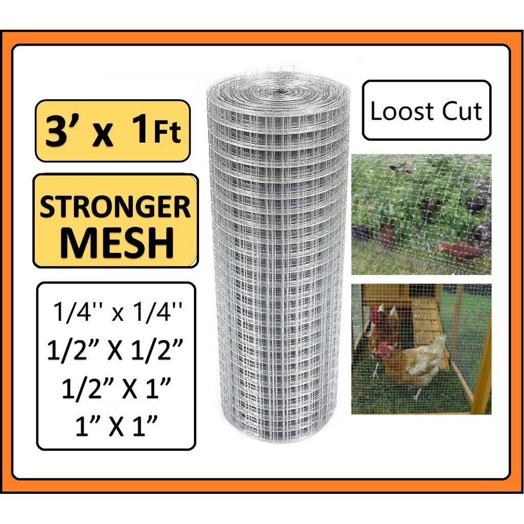 YLK【1Feet】Galvanized Welded Iron Wire Mesh Net Netting /Dawai Jaring ...