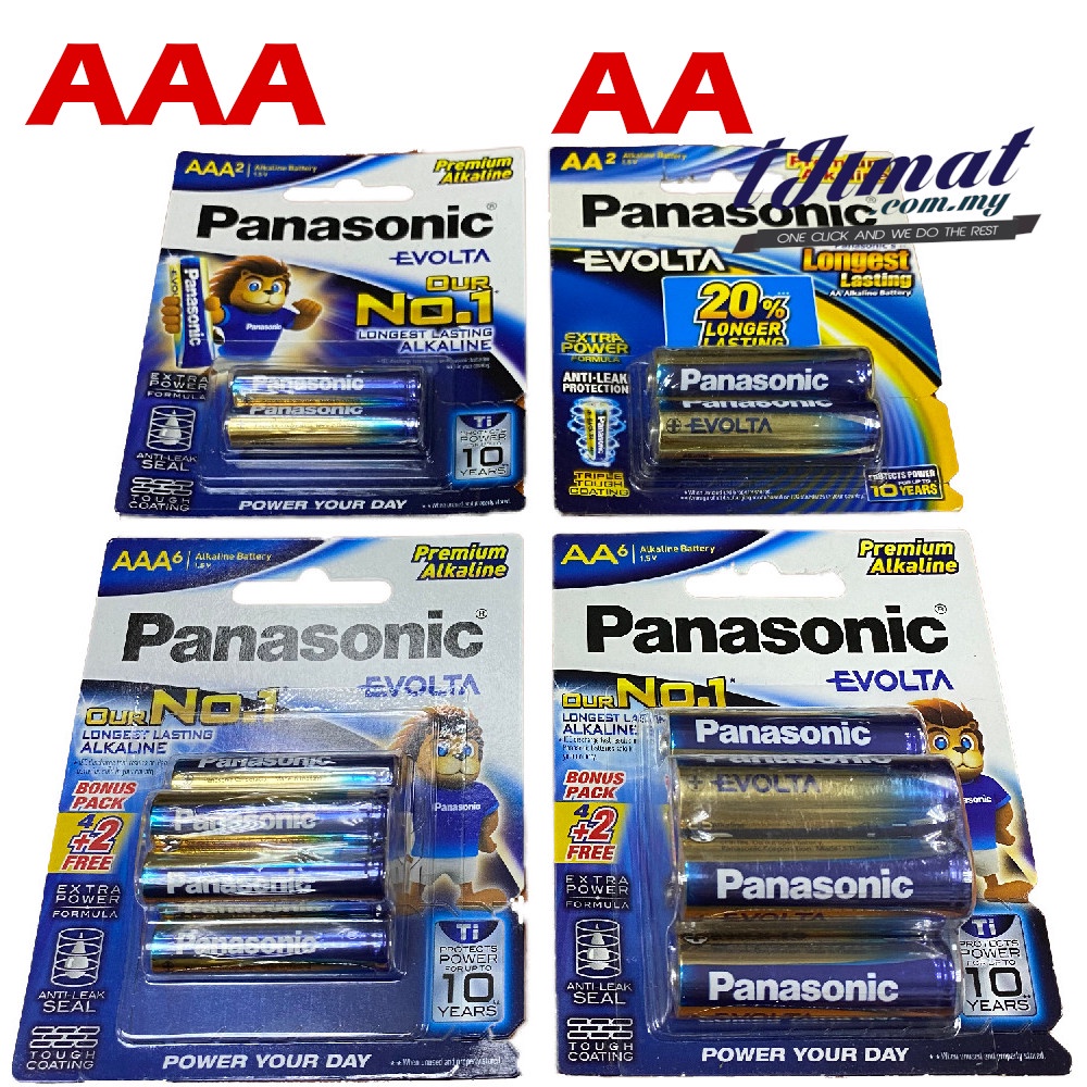 Panasonic EVOLTA Alkaline AA / AAA Battery (2pcs or 6pcs card) No. 1 Longest Lasting Premium ...