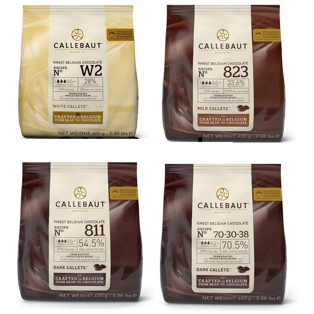CALLEBAUT, W2 WHITE /811 DARK/823 MILK CALLETS, FINEST BELGIAN ...