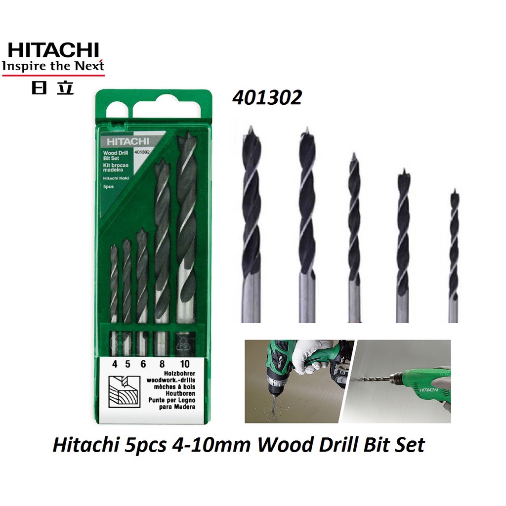 Hitachi 5pcs 4-10mm High Speed Steel Wood Drill Bit Set HiKOKI MATA ...