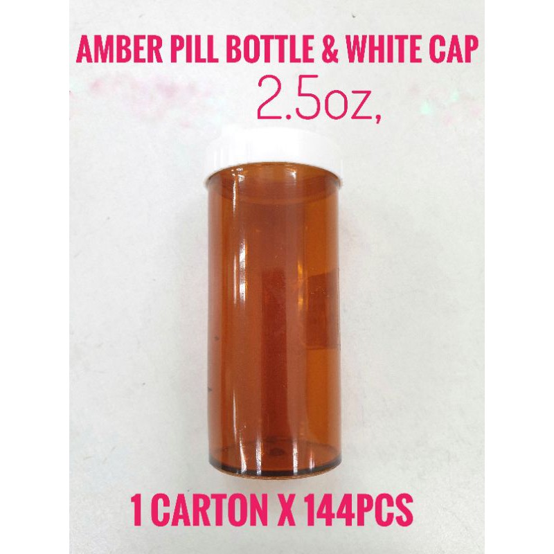 2.5oz (1 Carton x 144pcs) Transparent/ Amber Pill Box Tablet Vial ...