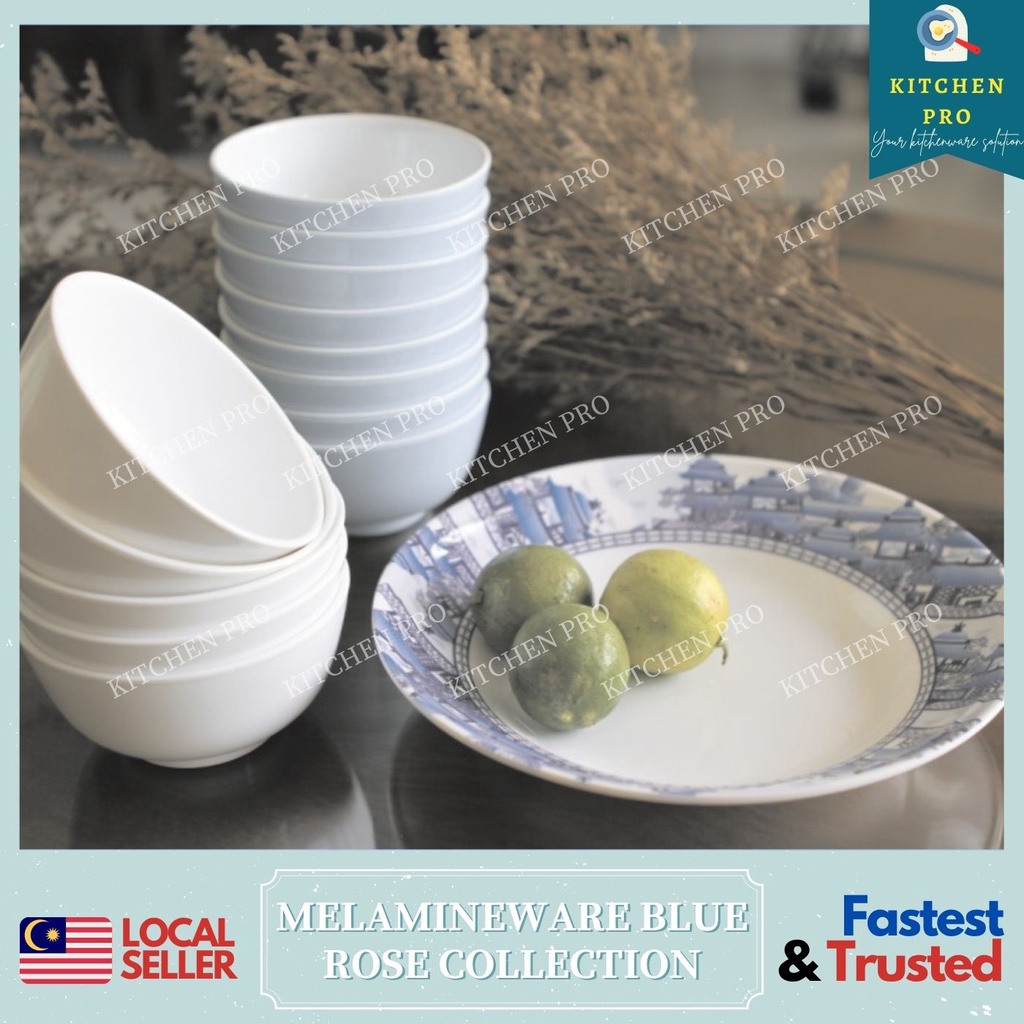 𝐊𝐈𝐓𝐂𝐇𝐄𝐍 𝐏𝐑𝐎 | Blue Rose Collection Series Melamineware / Melamine Dinnerware / Mangkuk Pinggan ...