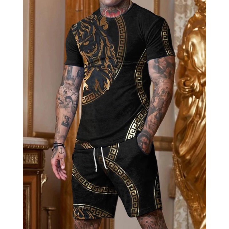 Summer Men's 3D Fashion Printing Casual Men Sets Short Outfits tshirt ...