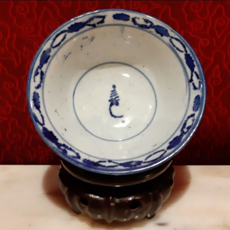 Antique Blue And White Flora Motif Bowl | Shopee Malaysia