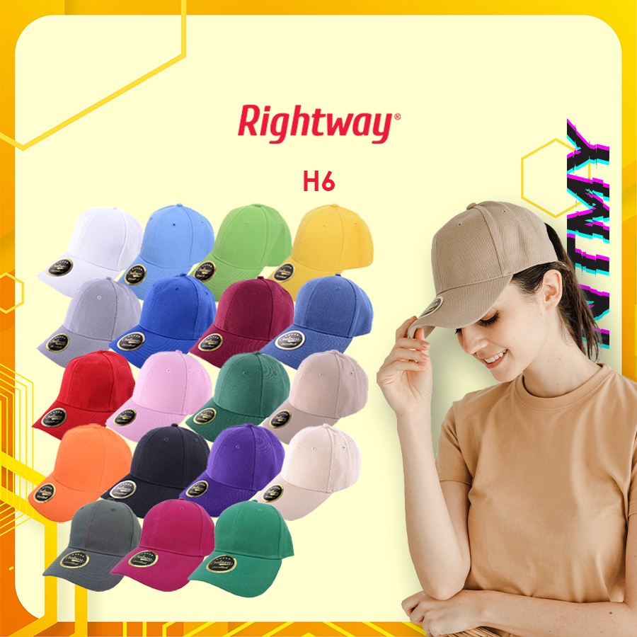 Rightway H6 NTMY.os Baseball Cap With Velcro Stripe 6 Panel Plain ...
