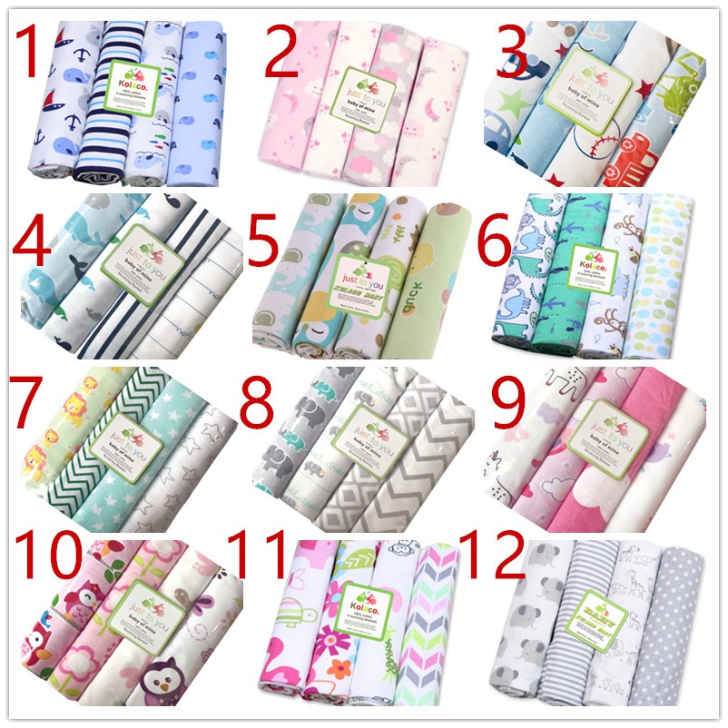 4pcs baby swaddle baby blanket bedung bayi newborn kain swaddle cotton ...