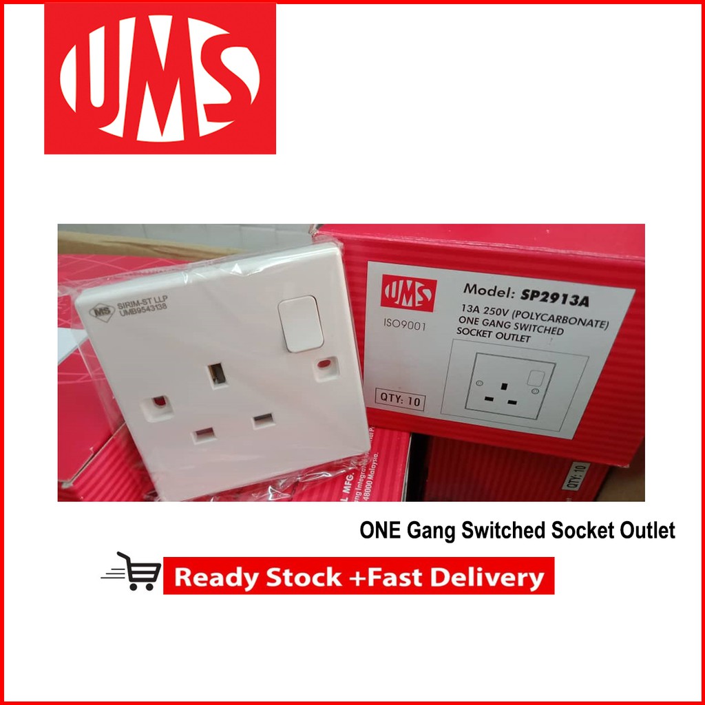 UMS SP2913A One Gang White Switched Socket Outlet (SIRIM)🔧 | Shopee ...