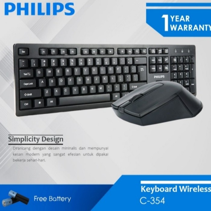 Philips C354 Keyboard + Wireless Mouse + Original Battery | Shopee Malaysia