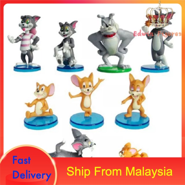 Cartoon Tom Jerry PVC Figures 3-8cm Cat Mouse Models Gift For Kids 9pcs ...