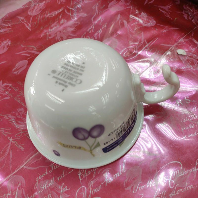 Original USA Corelle Cup Plum Vitralle (tangkai putus/cawan ringan ...