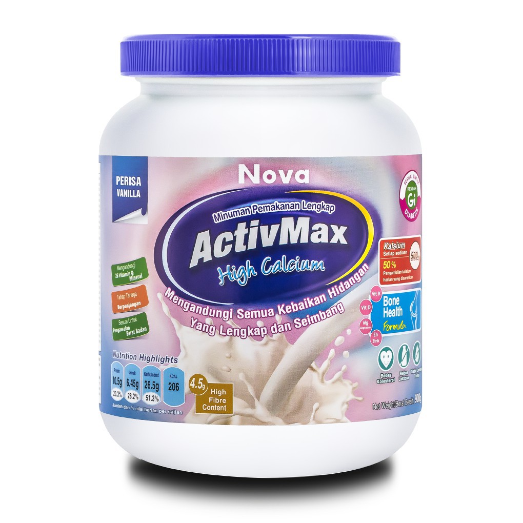 NOVA ACTIVMAX HIGH CALCIUM VANILA (900g) | Shopee Malaysia