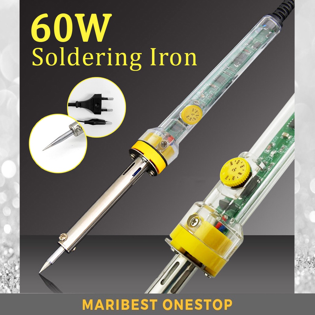 60W Transparent Electric Soldering Iron Gun Welding Iron Adjustable ...