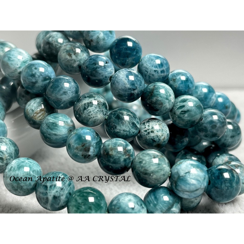 Genuine Natural Ocean Blue Apatite Bracelet Gelang 8mm 天然海蓝磷灰石手串 Grade AAA (A074) | Shopee Malaysia