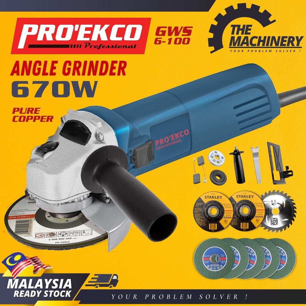 THEMACHINERY PRO' EKCO GWS 6-100 Angle Grinder Set Electric Grinder ...