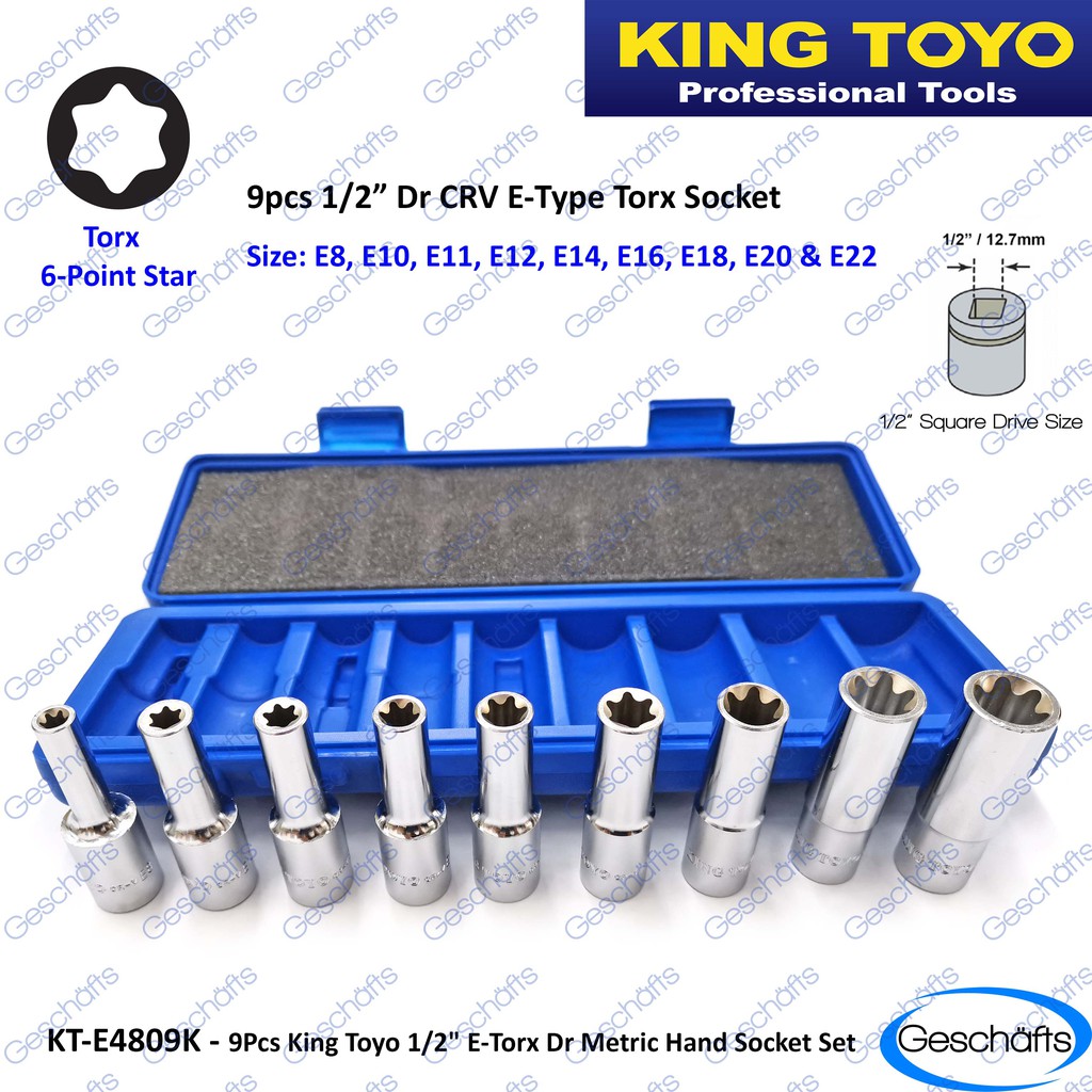 King Toyo 9Pcs 1/2" Dr E-Torx Socket Set | Shopee Malaysia