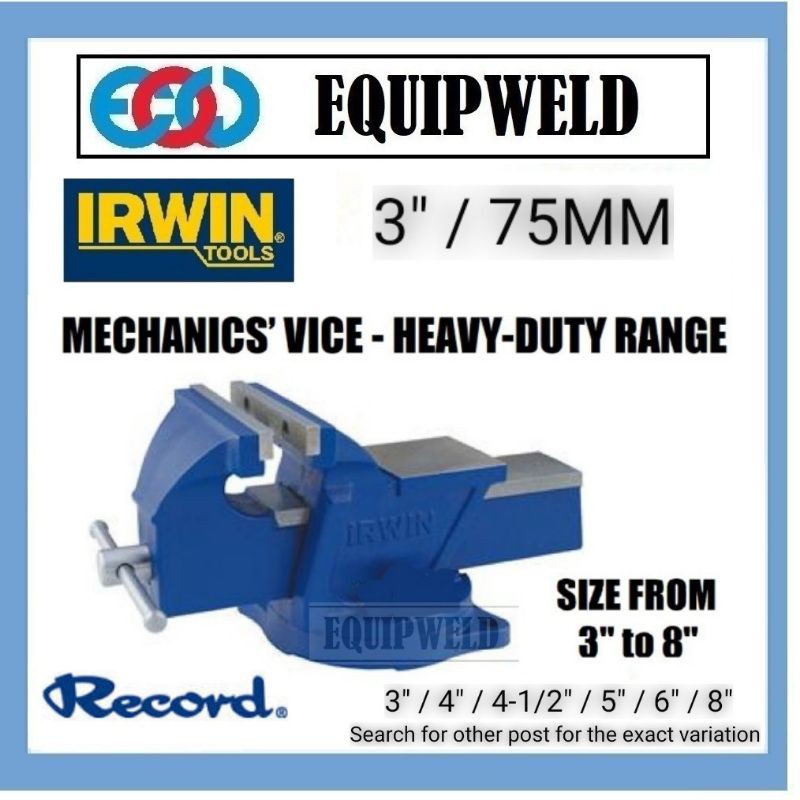 IRWIN RECORD 3" / 75MM MECHANIC VICES (HEAVY DUTY) MODEL NO 1 BENCH ...