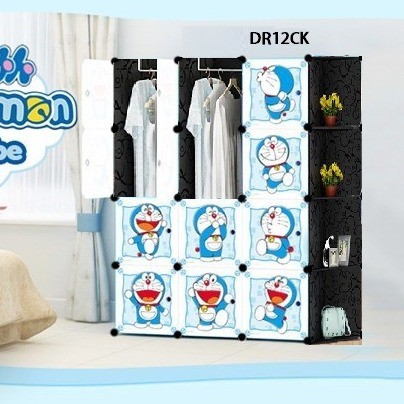 DORAEMON BLACK 12C DIY Rack Storage Cabinet Wardrobe Corner Rack With ...