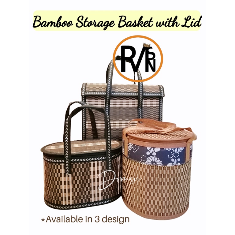 *READY STOCK* Bamboo Storage Basket with Lid | Shopee Malaysia