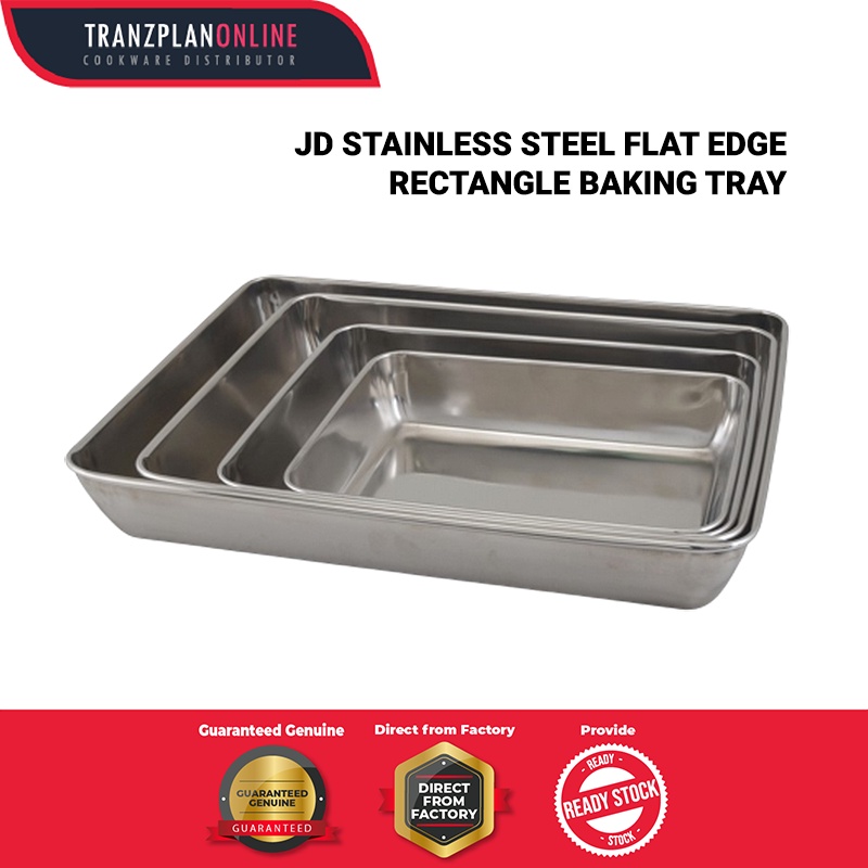 [Tranzplan] Stainless Steel Flat Edge Rectangle Baking Tray Cookie Tray ...
