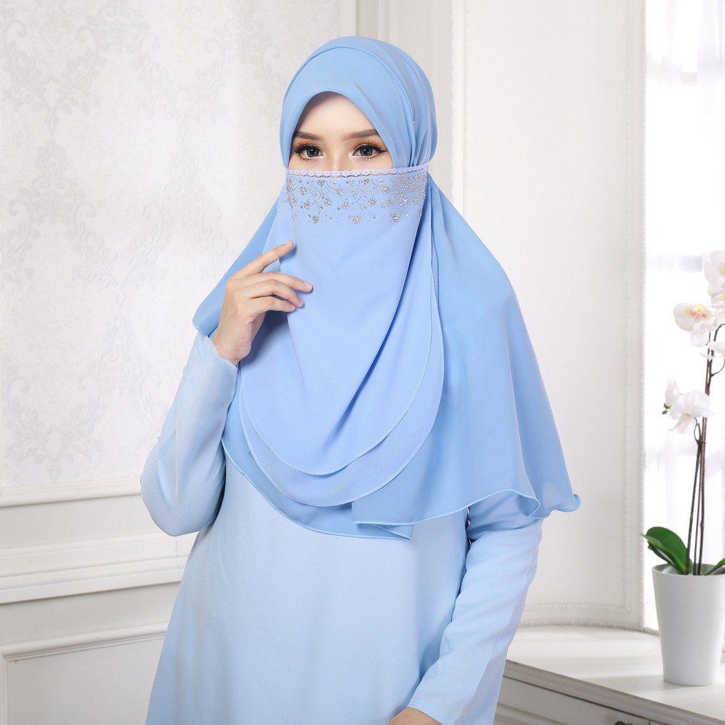 PURDAH BLINQ WARNA BARU 1 LAYER PURDAH LACE PURDAH DIAMOND | Shopee ...