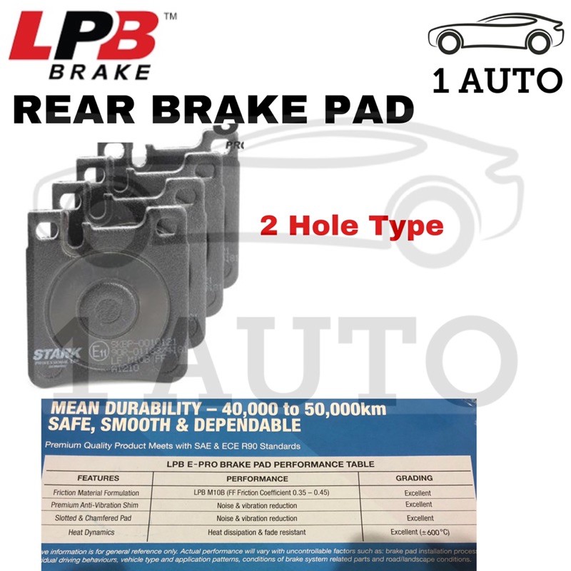 LPB E-PRO SEMI METALLIC REAR BRAKE PAD MERCEDES W210 E280 2 Hole Type ...