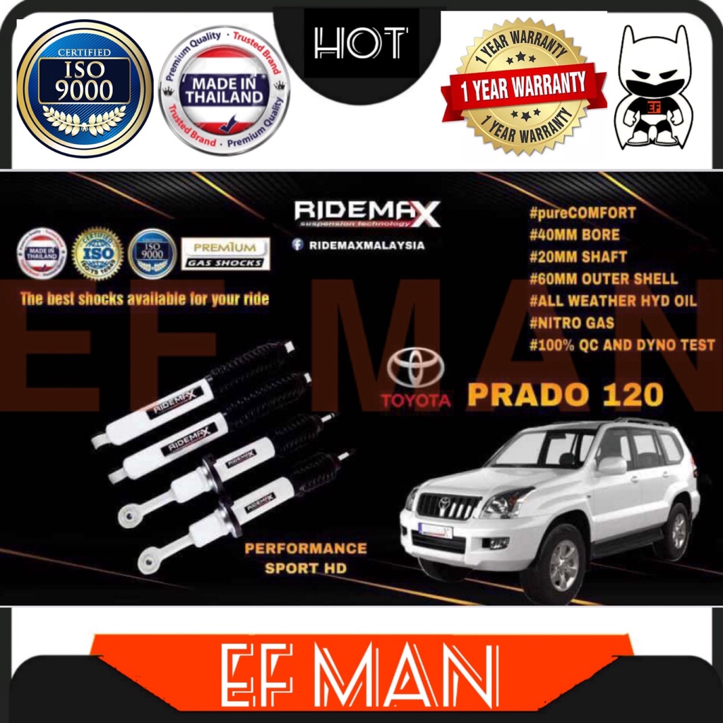 Toyota Prado 120 RIDEMAX LIFT UP 2"HIGH LOW ABSORBER TWIN TUBE GAS ...