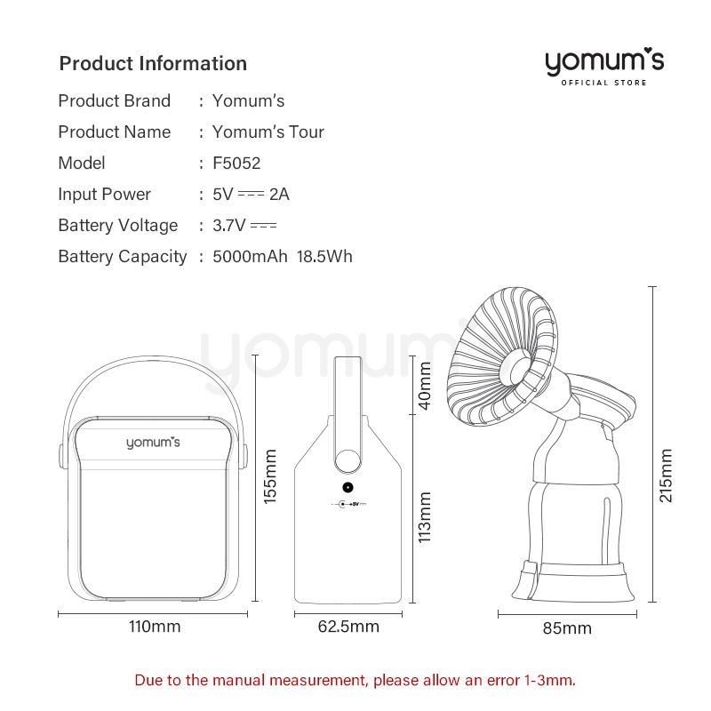 【CLEARANCE】Yomum’s Tour Double Electric Breast Pump Portable Silent ...