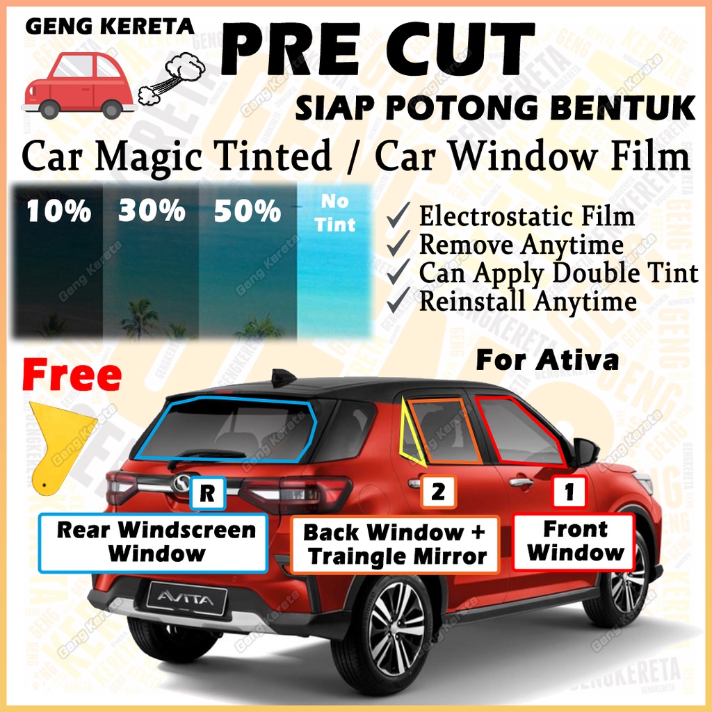 For Perodua Ativa Magic Tint Car Window Glass Solar Film Pre Cut ...