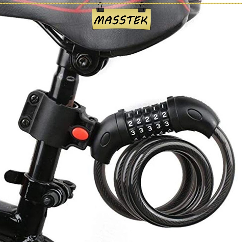 MASSTEK @Johor Bike Lock 5 Digit Code Combination Bicycle Lock 1.2m ...