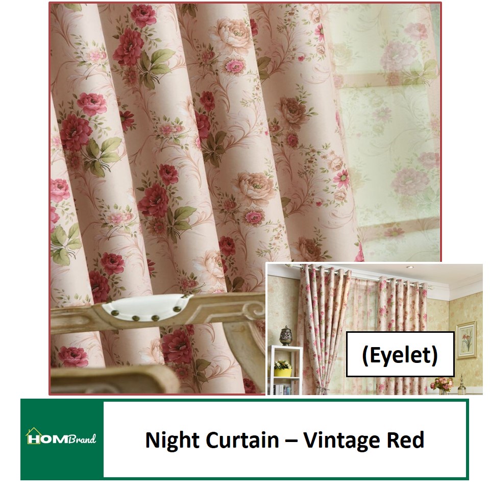 Hombrand Vintage Flower Teal Red Pink Sheer Curtain | Day Night Curtain ...