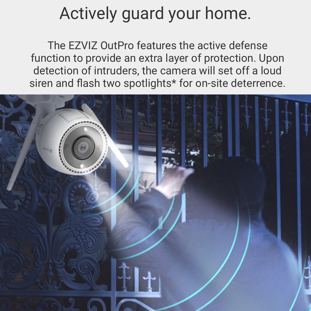 Ezviz OutPro C3TN 3MP 2K / C3TN Clor 2MP Outdoor / Indoor Weatherproof IP67 AI Smart Wireless ...