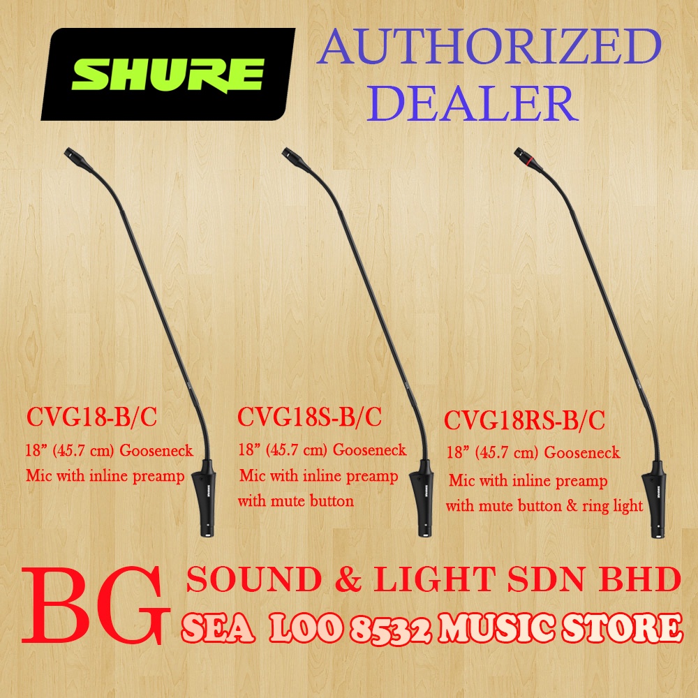 SHURE AUTHORIZED DEALER SHURE CVG18-B/C 18" GOOSENECK MICROPHONE WITH ...