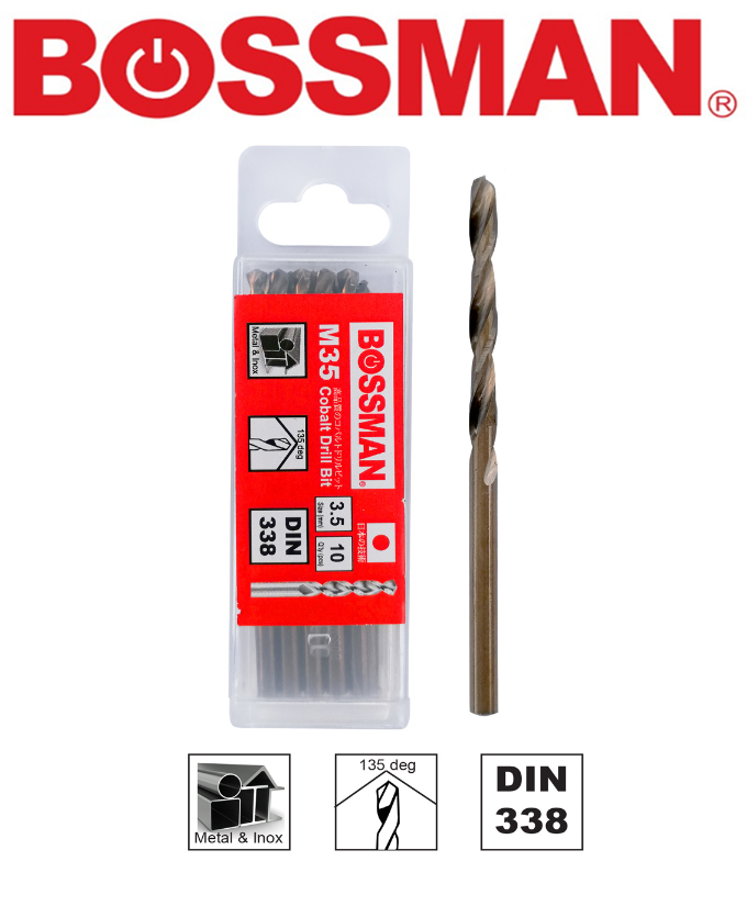 BOSSMAN M35 (9-13M)CONALT HSS DRILL BIT SUITABLE FOR STAINLESS STEEL ...
